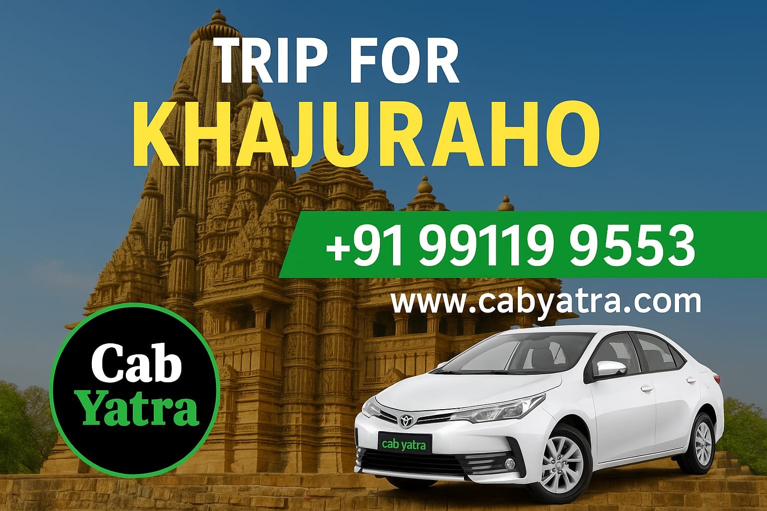 Khajuraho Taxi Service @₹10/km | Local & Outstation Cabs – Cab Yatra
